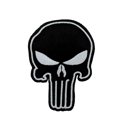 Punisher Patch, Black Punisher Embroidered Iron On Patch, Punisher Applique | eBay