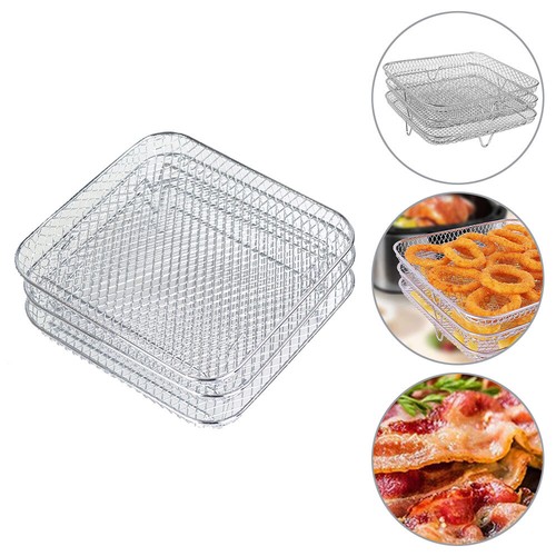 3x Stainless Steel Stackable Square Rack Air Fryer Rack for 9-11" Air ...