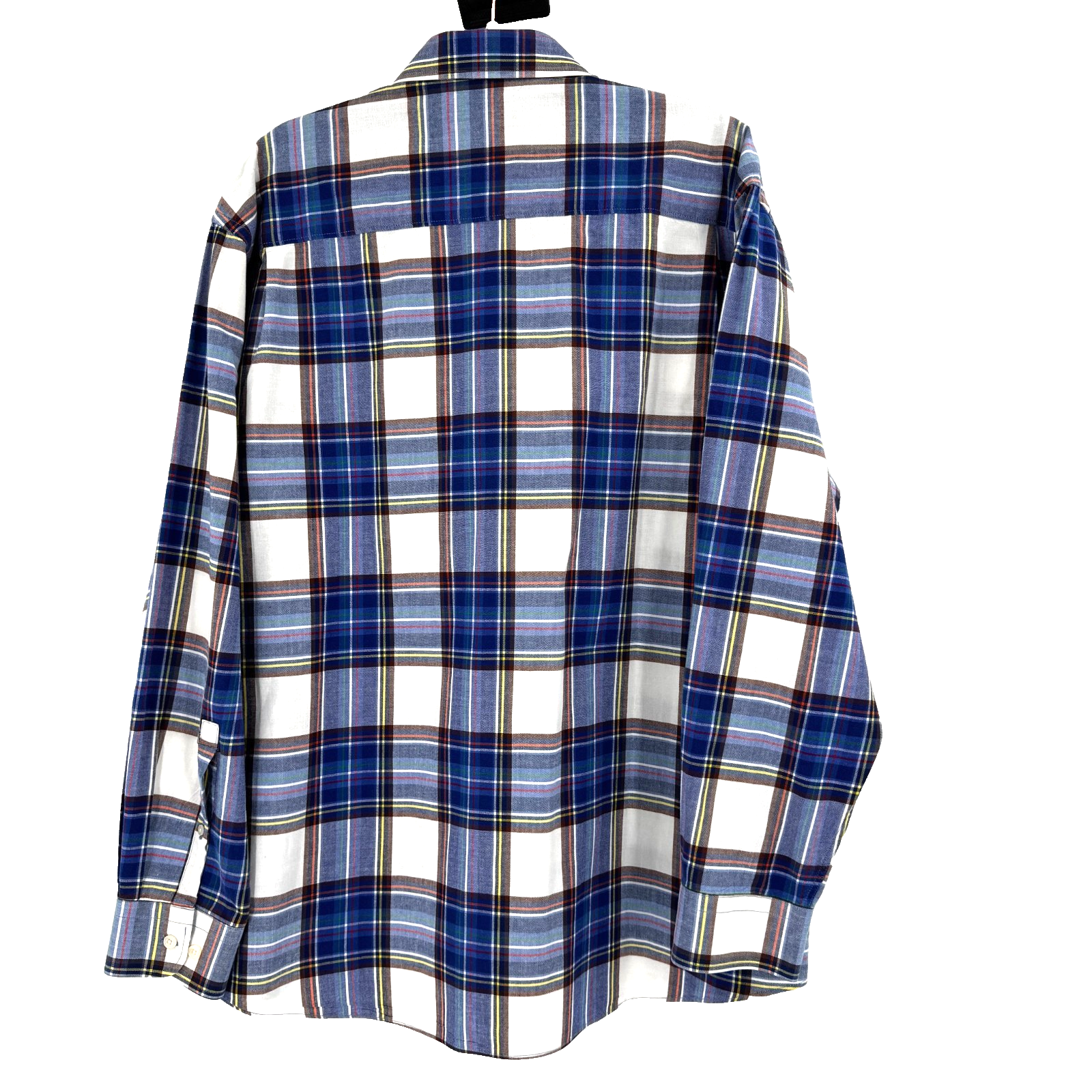 Alan Flusser Men's Shirt XL Blue Plaid Print Long Sleeve 100% Cotton ...