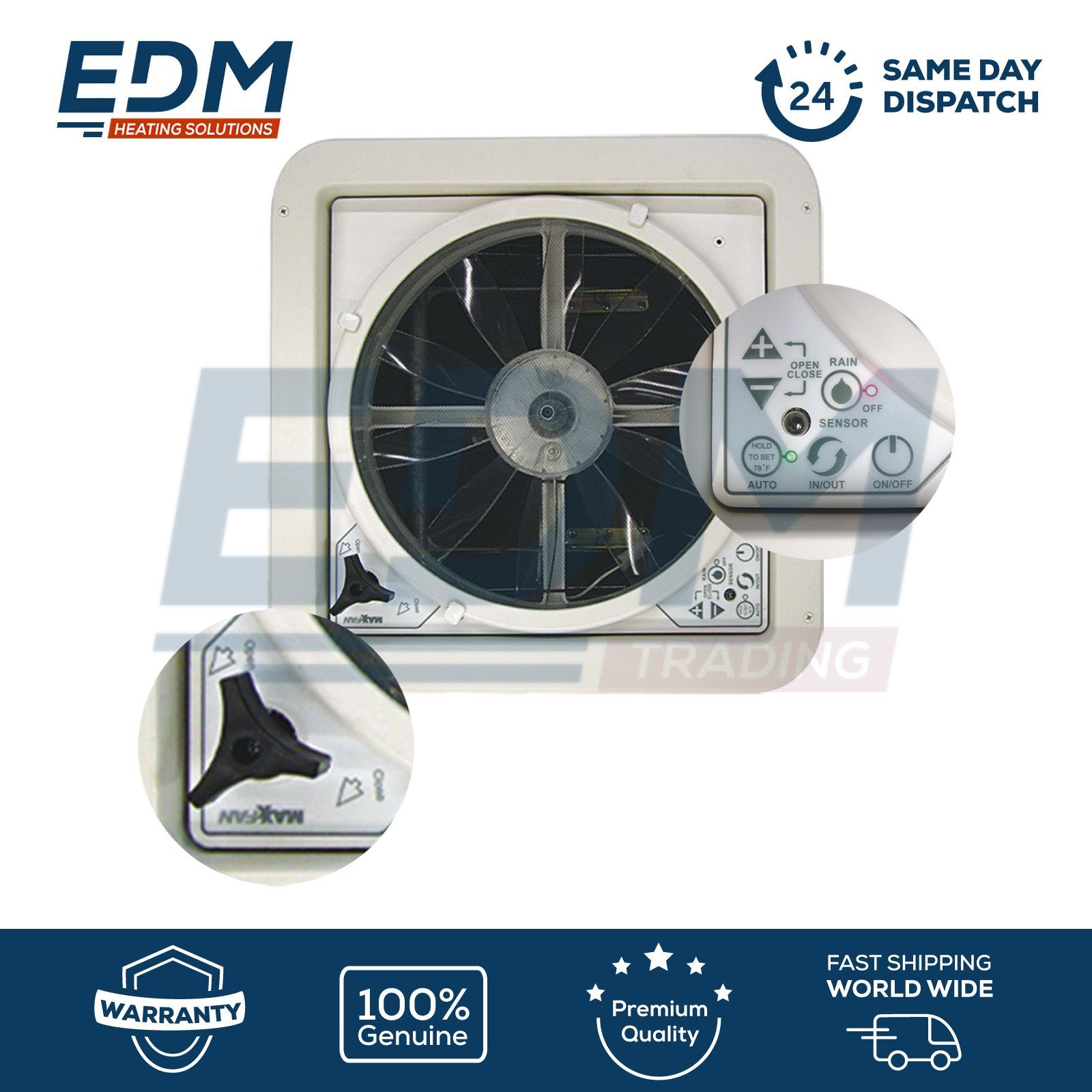 MAXXAIR MAXXFAN DELUXE REMOTE CONTROLED ROOF FAN WHITE TOP 40X40 FREE ...