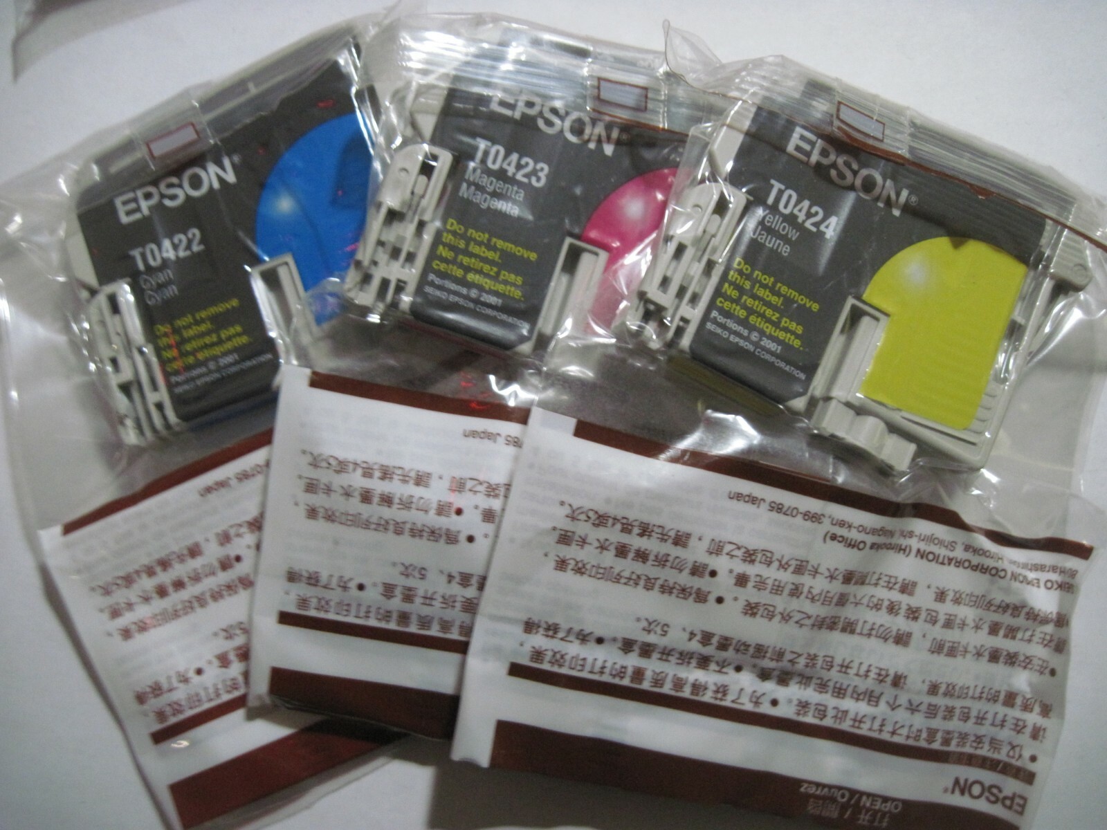 3pk NEW!!! GENUINE Epson 42 T042 Color Ink Set T0422 T0423 T0424 T0425 ...