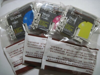 3pk NEW!!! GENUINE Epson 42 T042 Color Ink Set T0422 T0423 T0424 T0425 ...