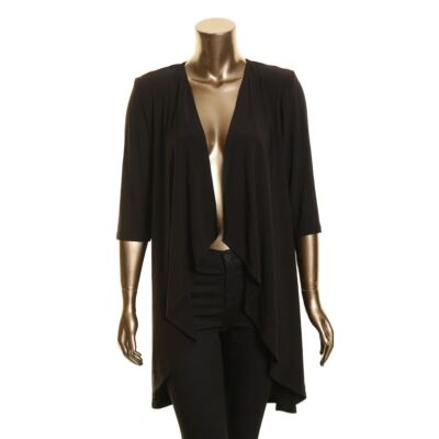 R & M RICHARDS NEW Women's Black Petite Drape Open Front Jacket Top 6P ...