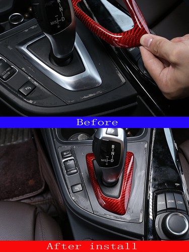 Red Real Carbon Fiber Gear Shift Frame Trim for BMW F20 F21 F22 F23 F30 ...