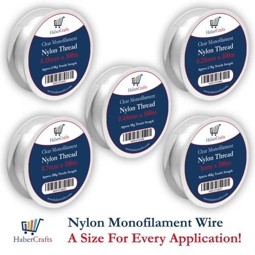 Clear Nylon Wire Thread Strong Non Stretch Decorations Beading x 100m ...