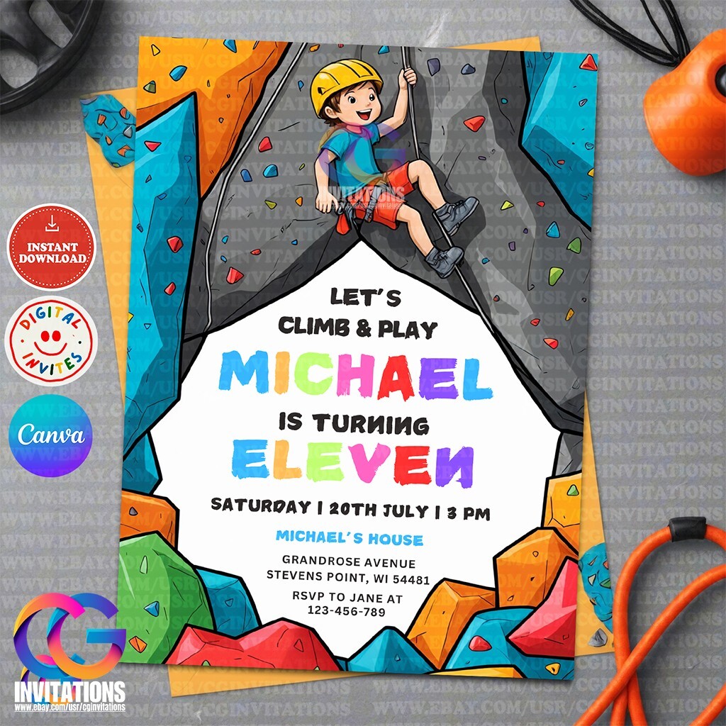 Rock Climbing Themed Birthday Invitations Rock Climbing Birthday Party