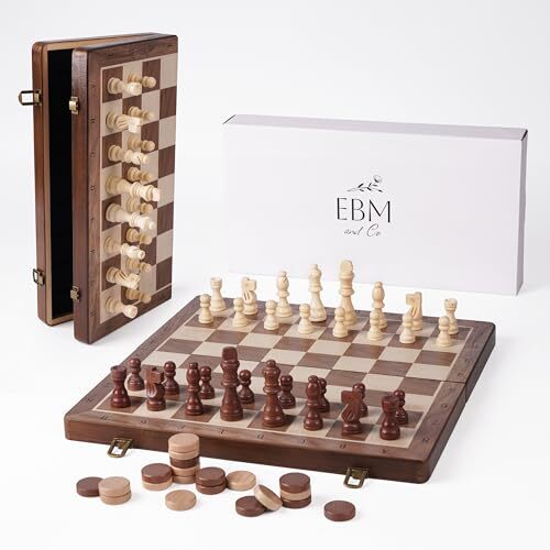 Chess Set, Folding, Magnetic, Travel Wood Chess and Checker Board Game ...