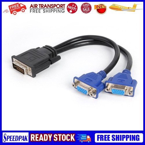 DVI-I 24+5 Pins Male to TWO Dual VGA Female Video Converter Adapter ...