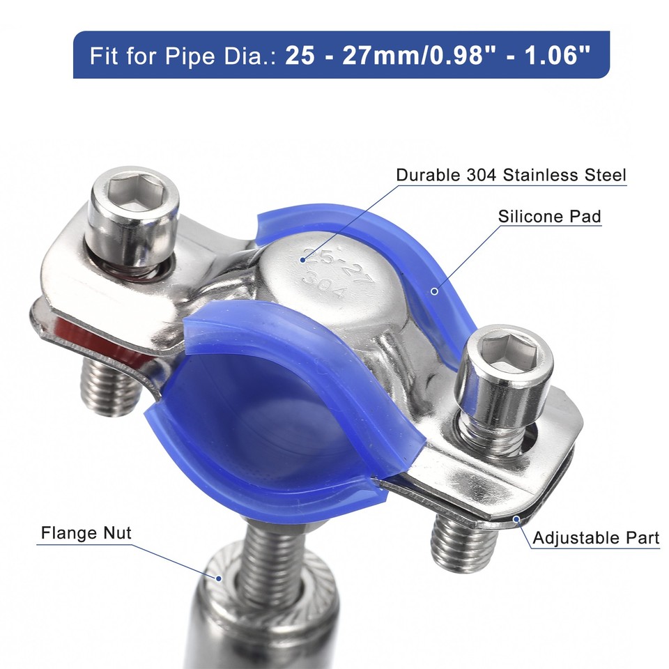 2Pcs Pipe Supports Adjustable Pipe Bracket Clamp Pipe Strap Fit for 25 ...