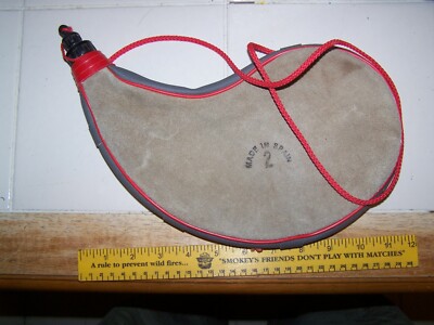 Suede Leather Water Bladder Canteen Travel Beverage Bag Spain Camping ...