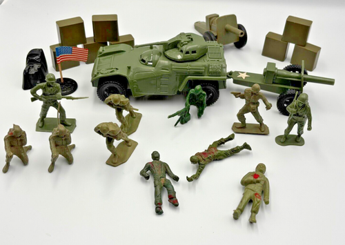Lot of 37 Processed Plastic, Tim-Mee WWII Army GI Toy Soldiers Armored ...