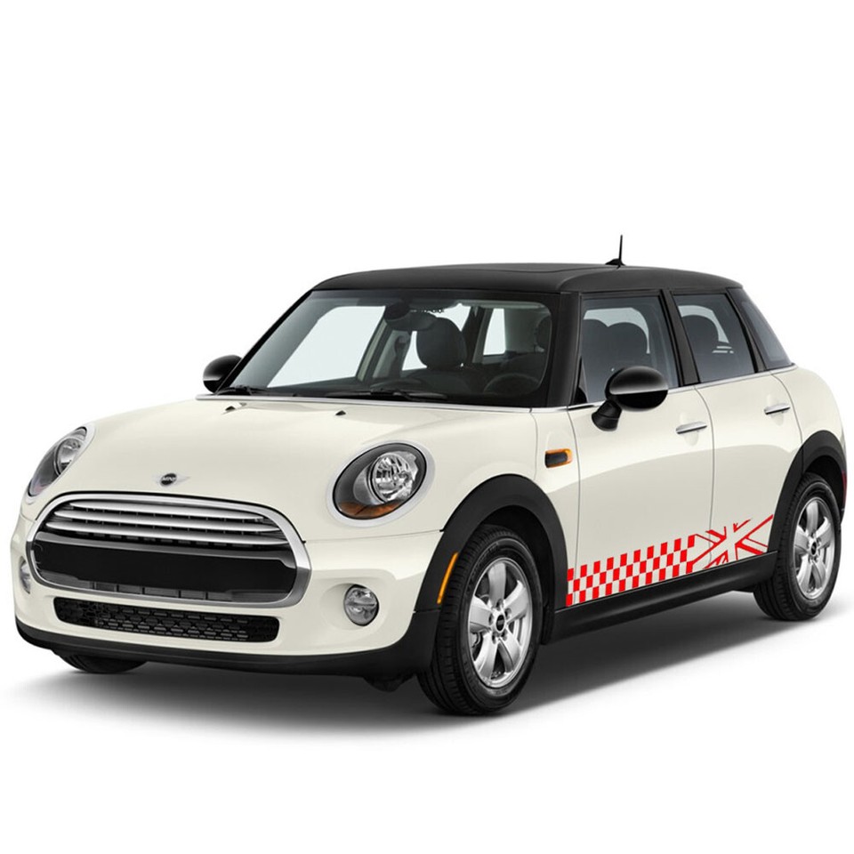 2x Red Lattice Flag Graphic Body Side Sticker Decal For MINI Cooper ...