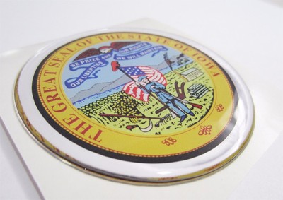 Sticker Great Seal State Iowa Shield Adhesive Decal Resin Domed Car ...