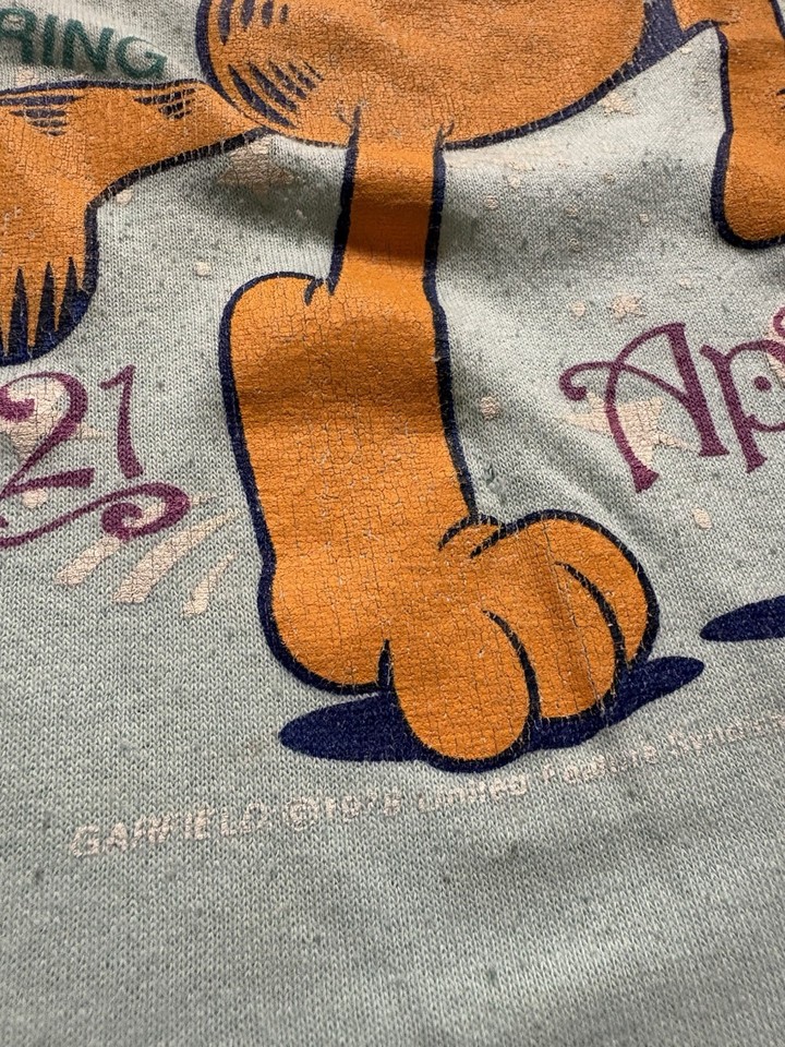 Vintage 1978 Garfield The Cat Carton Shirt Aries Zodiac Themed Tee XL ...