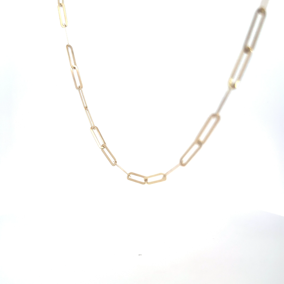 14k Yellow Gold Solid Flat Paper Clip 4mm Chain 17" Necklace for Men ...