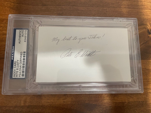 Pete Elliott - Signed Note Card PSA Football Coach Nebraska Michigan ...