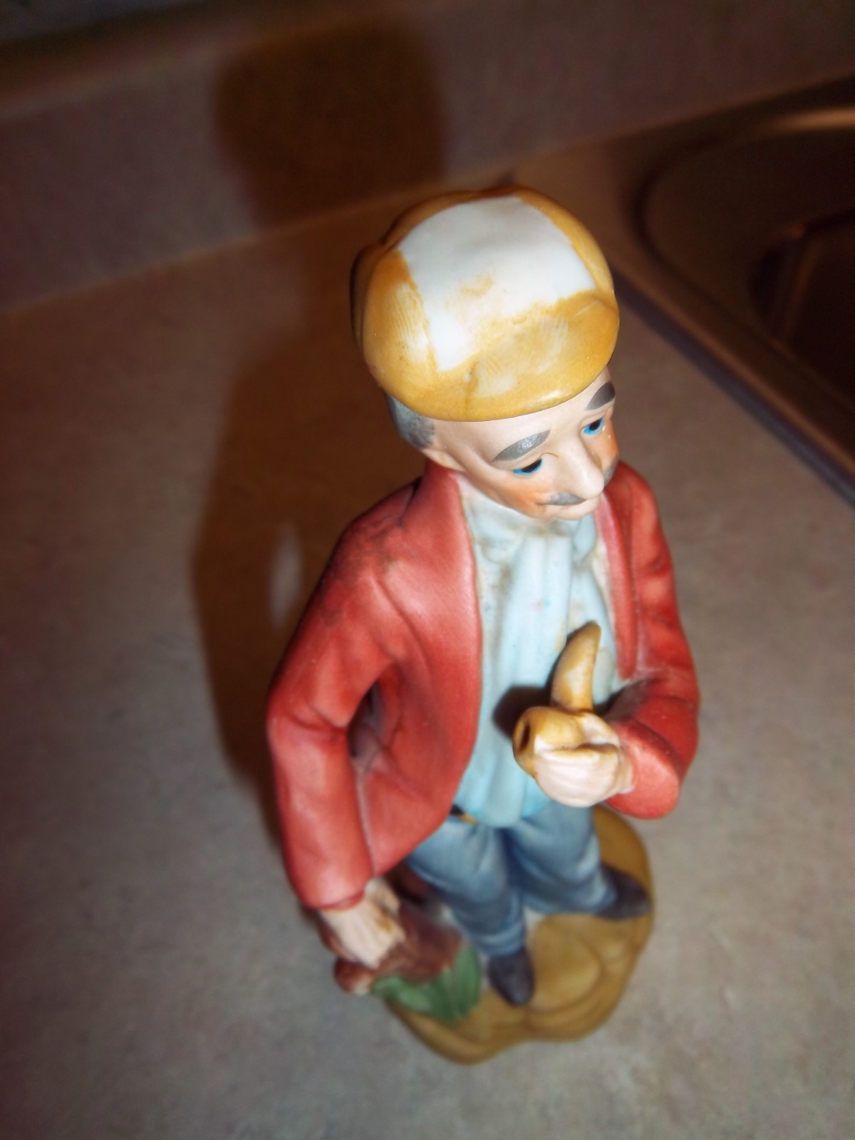 Older Distinguished Man Smoking Pipe with Hat Ceramic Figurine | eBay