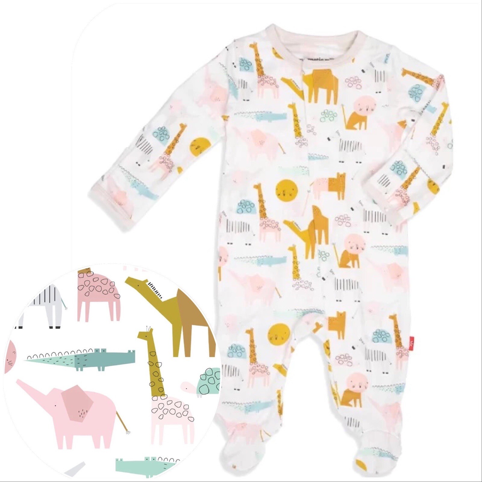 Magnetic Me Baby Modal Footie Sleeper Pink Animals ‘Fast & Furiest’ 6-9 ...