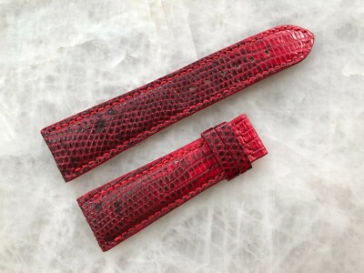 22mm/18mm Genuine Real Red Lizard Leather Padded Watch Strap Band | eBay