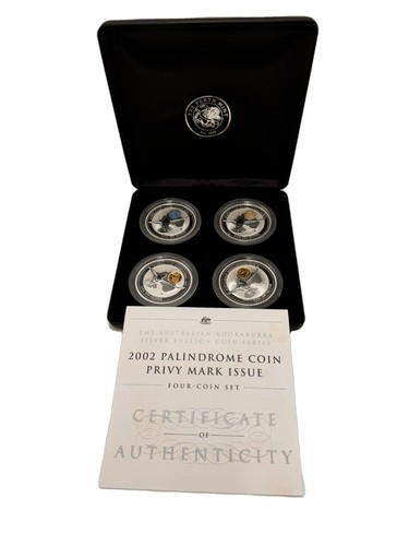 Rare 2002 Perth Mint Kookaburra Silver $2 Proof Set Palindrome Privy ...