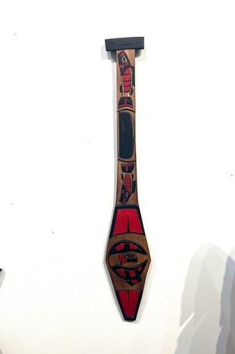 Red Salmon Paddle Delbert PETER signed Original Coast Salish Haida ...