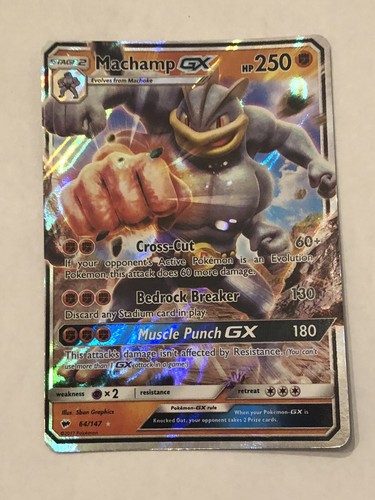 Pokemon MACHAMP GX Card BURNING SHADOWS Set 64/147 Sun and Moon Ultra ...
