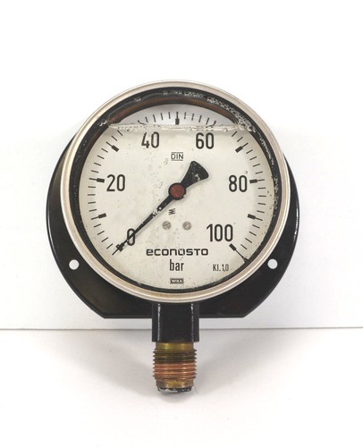 WIKA Econosto Manometer, Glycerin, 0-100 bar, Ø 100 mm, senkrecht G 1/2 ...