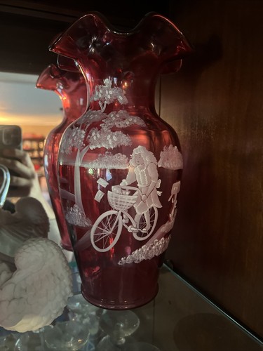 Fenton 2002 “Special Delivery" Mary Gregory Collection Cranberry Vase ...