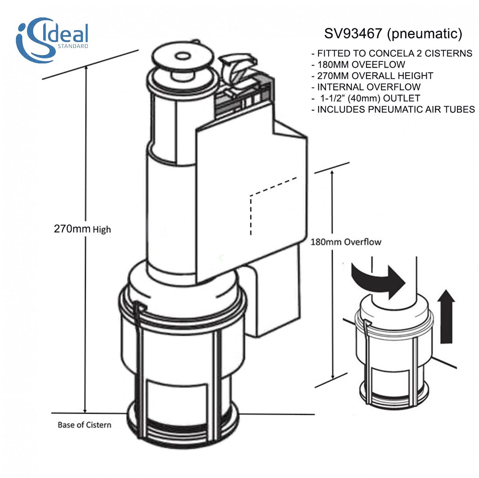 Ideal Standard Flush EV98167 No Basket alt for SV93467 SV05767 Conceala ...