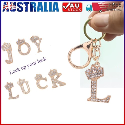 Rhinestone Studded Alphabet L Keychain with Crown for Gifts Purse ...