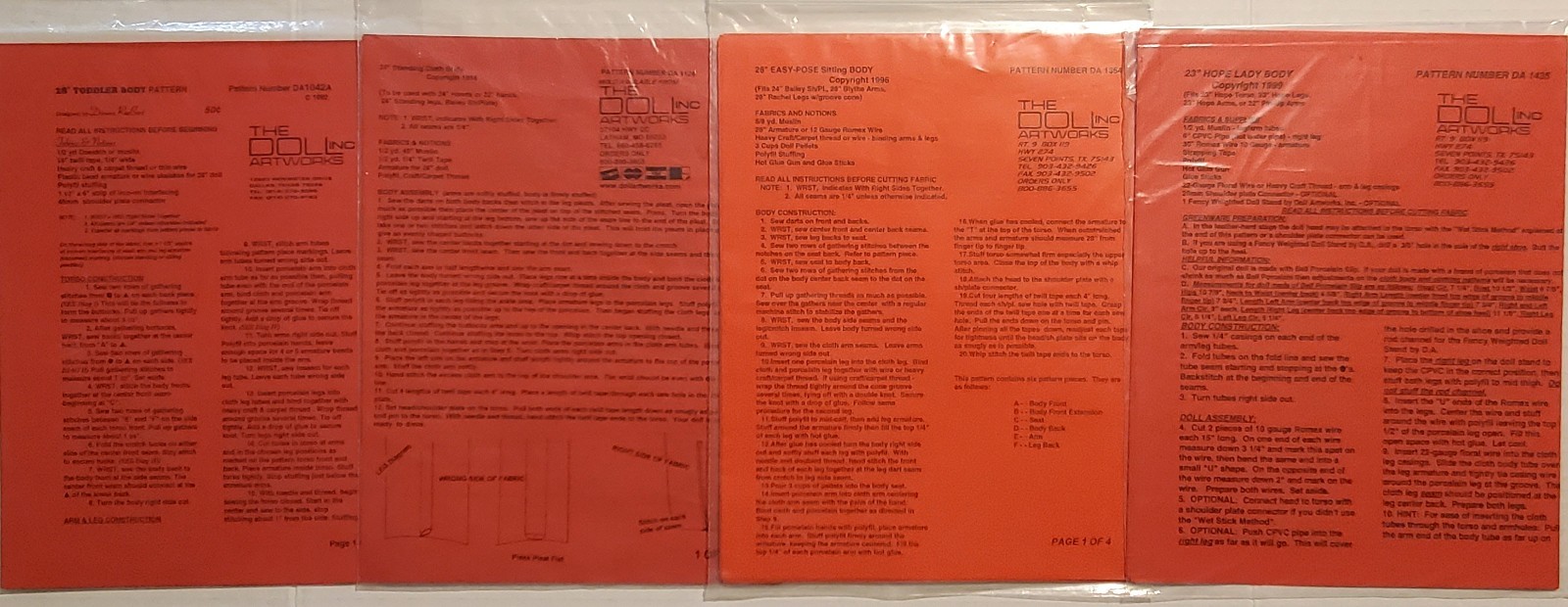 4 DOLL Body Sewing Patterns for Ceramic Doll-Making UNUSED Artworks | eBay