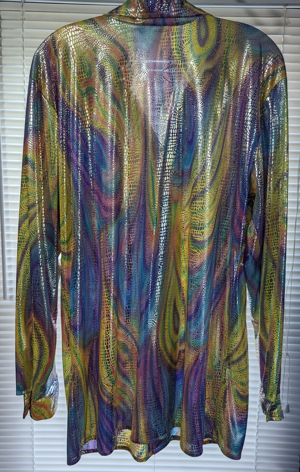 Charades Multi Color Metallic Rainbow Disco Costume Shirt - Halloween ...