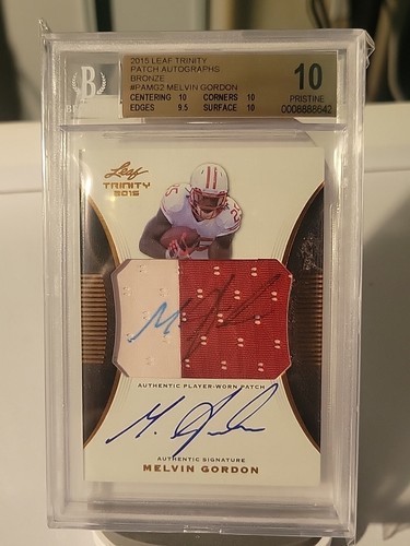 2015 Leaf Trinity Patch RC Dual Auto Melvin Gordon Graded 10 PRISTINE ...