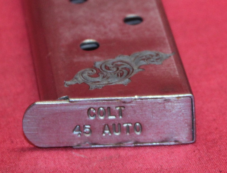 Engraved 1911 Colt .45 ACP Pistol Magazine Clip Mag Stainless Steel 7 ...