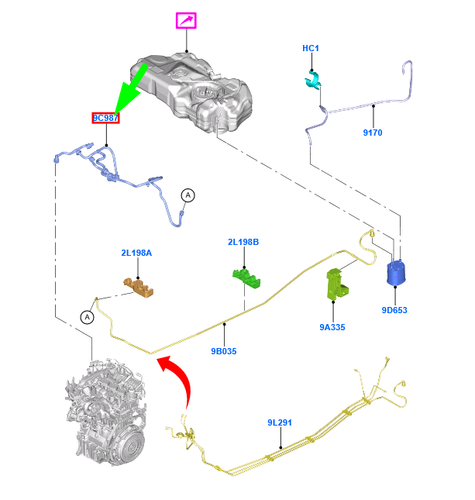 FORD TOURNEO COURIER Tube de carburant Assy 2238934 ET76-9C987-AD ...