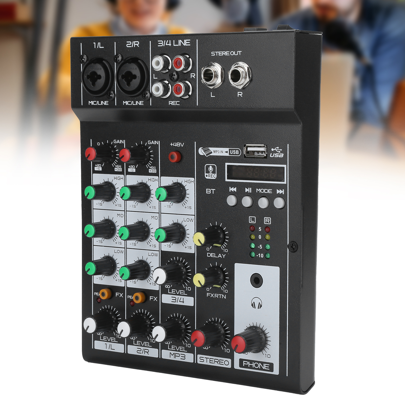 Portable 4 Channel BT Mixing Console Digital Audio Mixer Builtin Reverb ...