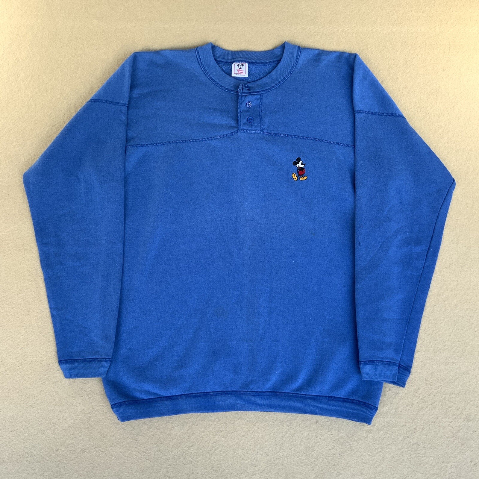 Vintage 80s Disney Wear Mickey Mouse Henley 2 Button … - Gem