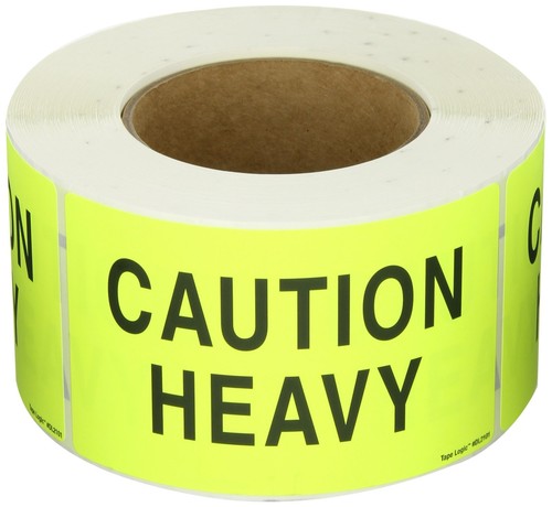 Tape Logic 3" x 5","Caution Heavy" Fluorescent Yellow Warning Sticker ...