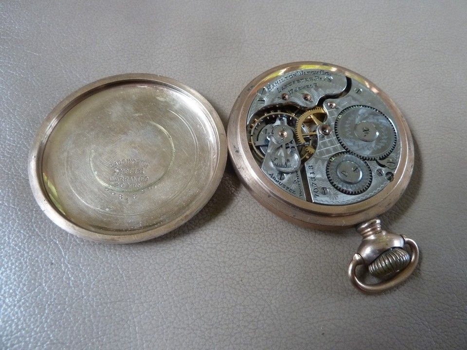 1908 Pocket Watch - Hamilton 972 - For Parts or Repair 16s 17j - Serial ...