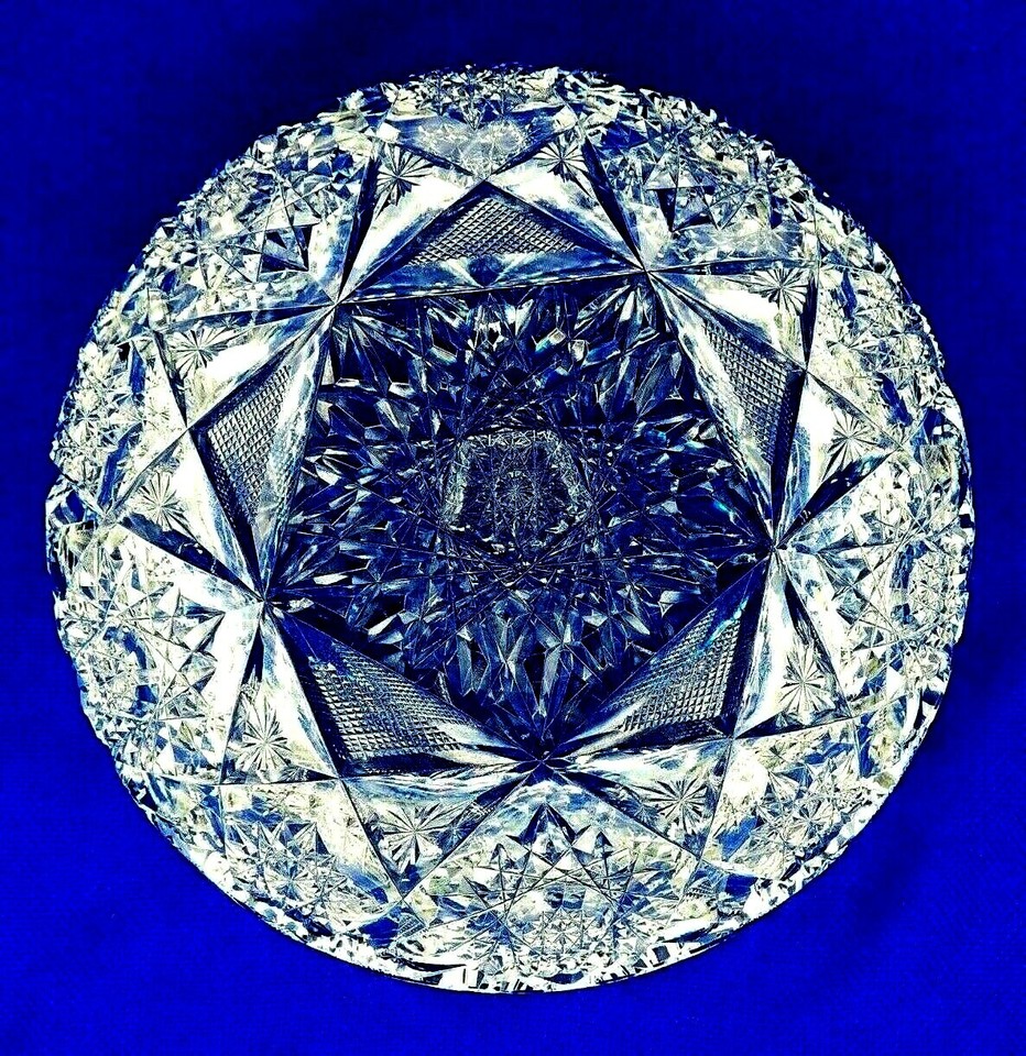 Antique APB AMERICAN BRILLIANT CUT Glass Berry Bowl "COLONNA" Signed ...