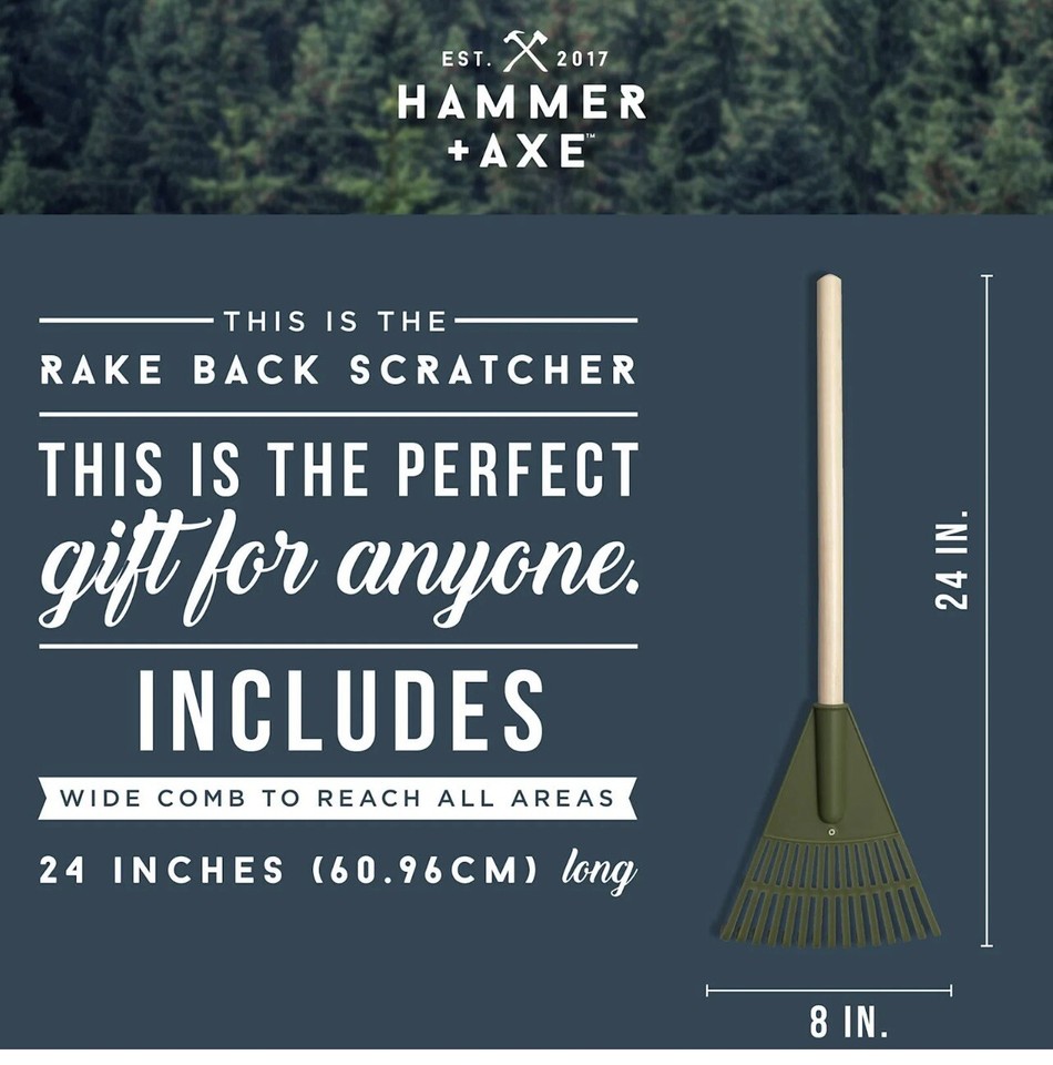 Mini Rake Back Scratch Scratcher 24 Inch Long with Wood Handle Hammer ...