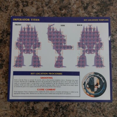 Games Workshop Imperator Titan Hit Location Template/ Damage Table ...