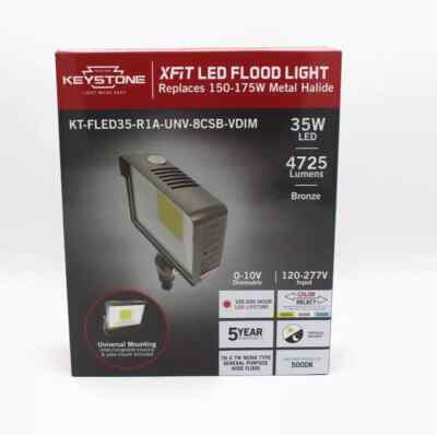 LED Security Flood Light Keystone Dusk To Dawn 120-277V 35W=175W Bronze 4725 NEW | eBay
