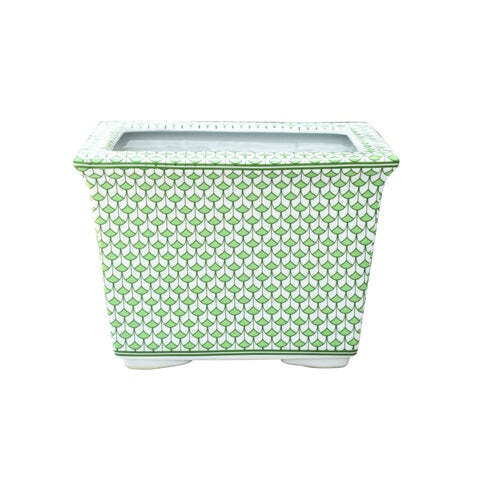 Green Geomtric Porcelain Rectangular Cachepot | eBay