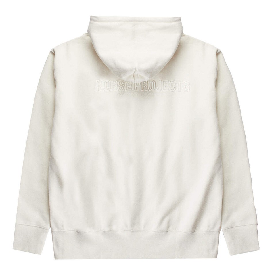 Norse Projects Arne Relaxed Organic Brushed Fleece N Logo Hoodie Ecru ...