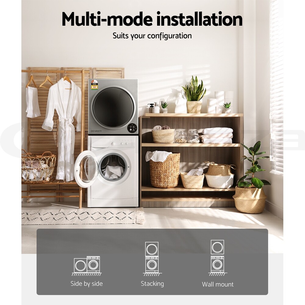 Devanti 5kg Tumble Dryer Fully Auto Wall Mount Stand Clothes Machine ...