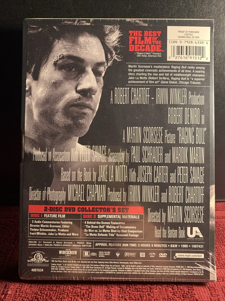 Raging Bull (DVD, 2-Disc Collector Set Special Edition) Robert DeNiro ...