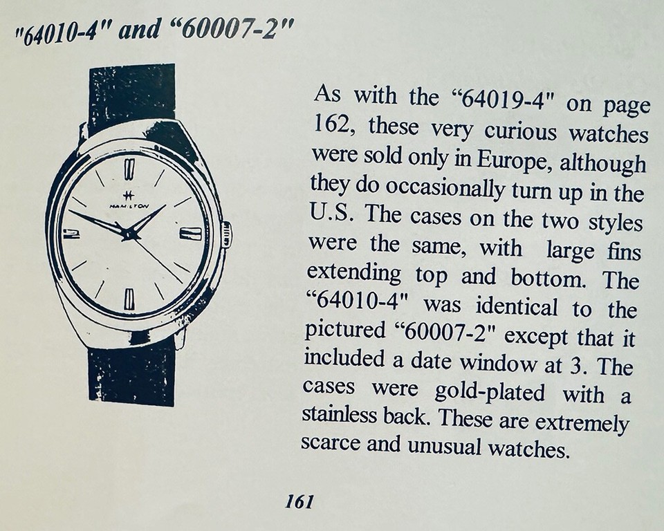 KILLER RARE! EURO 1960s 60007-2 Hamilton Watch: MCM Fin Lugs; Ham Strap ...