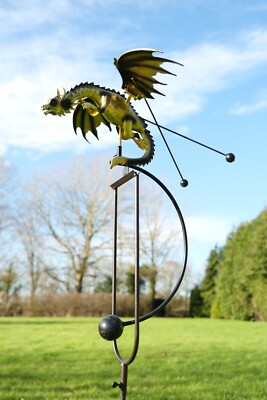 Rocking Balancing Golden Dragon Garden Ornament Decoration Flying ...