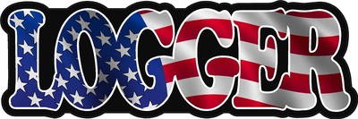 LOGGER American US USA Waving Flag Vinyl Hard Hart Sticker Decal VAR | eBay